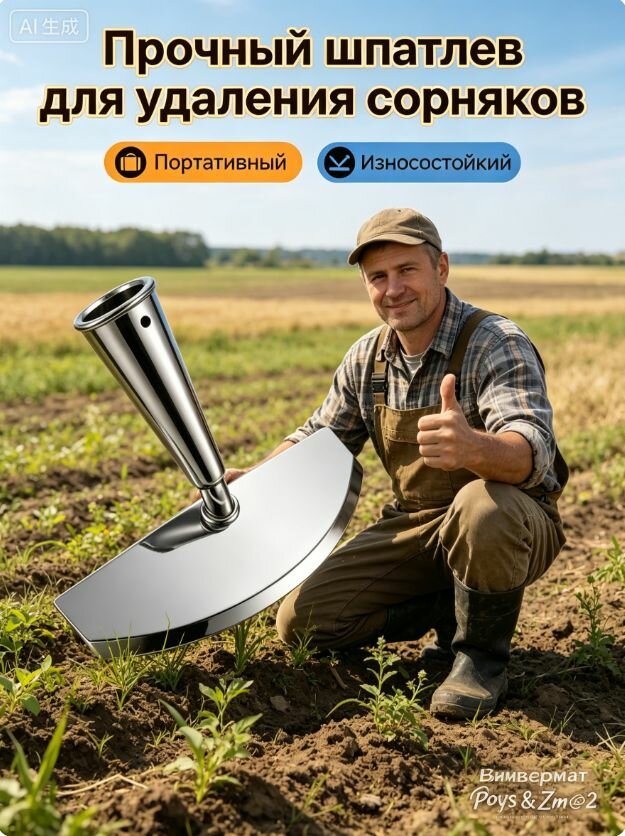 Лопата универсальная , высокоуглеродистая сталь, для прополки сорняков, 23 см