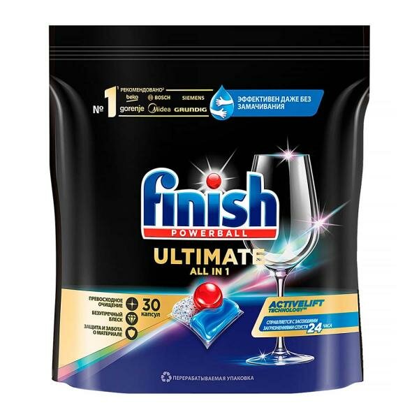 Таблетки для посудомоечных машин Finish Powerball Ultimate All in 1 30шт