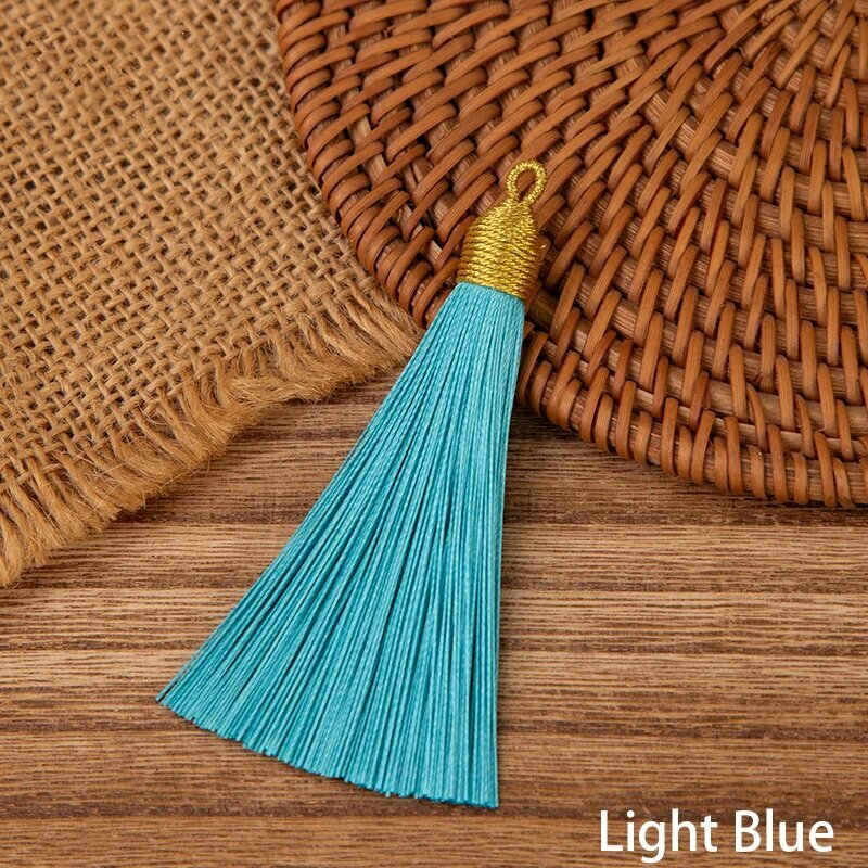 Золотые шелковые кисточки-шармы 8 см Голубой, 10Pcs, Light Blue