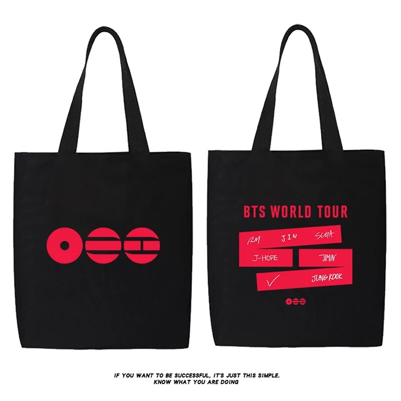 Концертный мерч BTS ARMY из холста с молнией, сумка через плечо, черный вертикальный стиль, прочная для фанатов