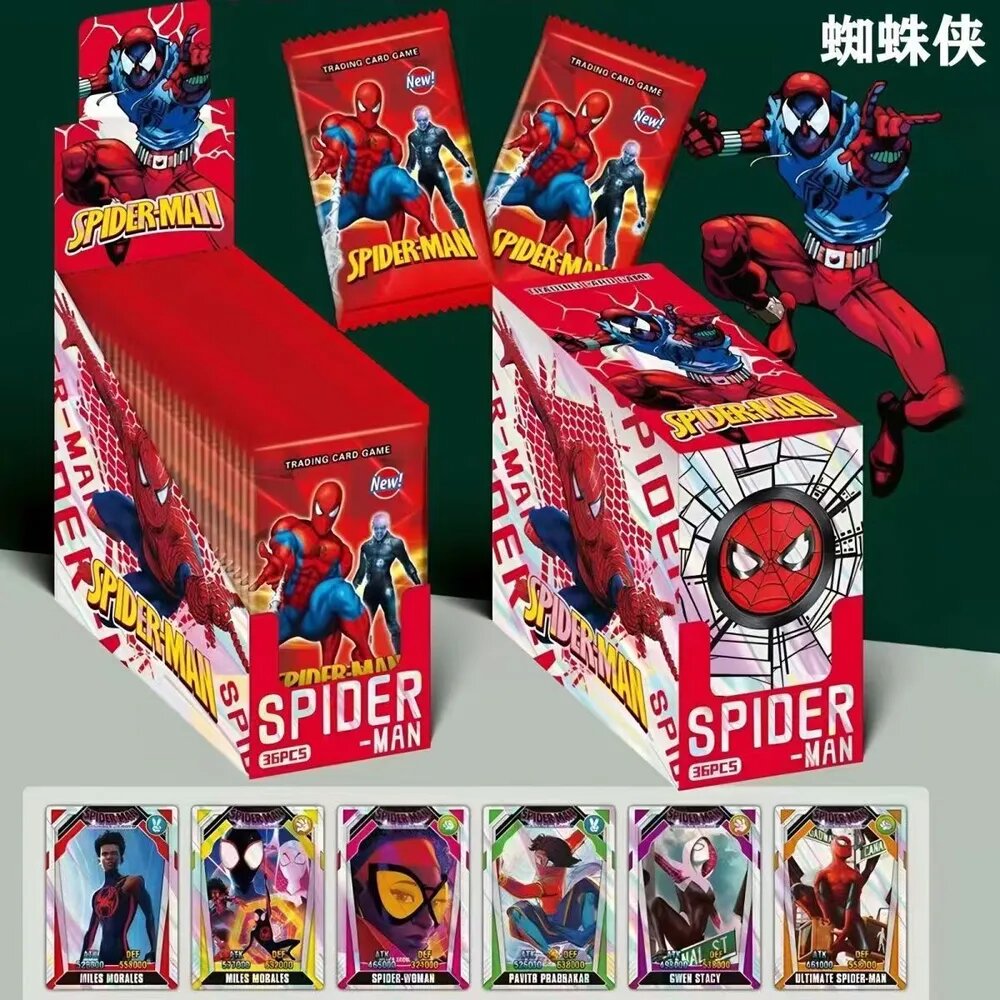 Человек-паук коллекционные аниме карточки /Spider-Man anime cards collectibles 10 packaging Упаковка