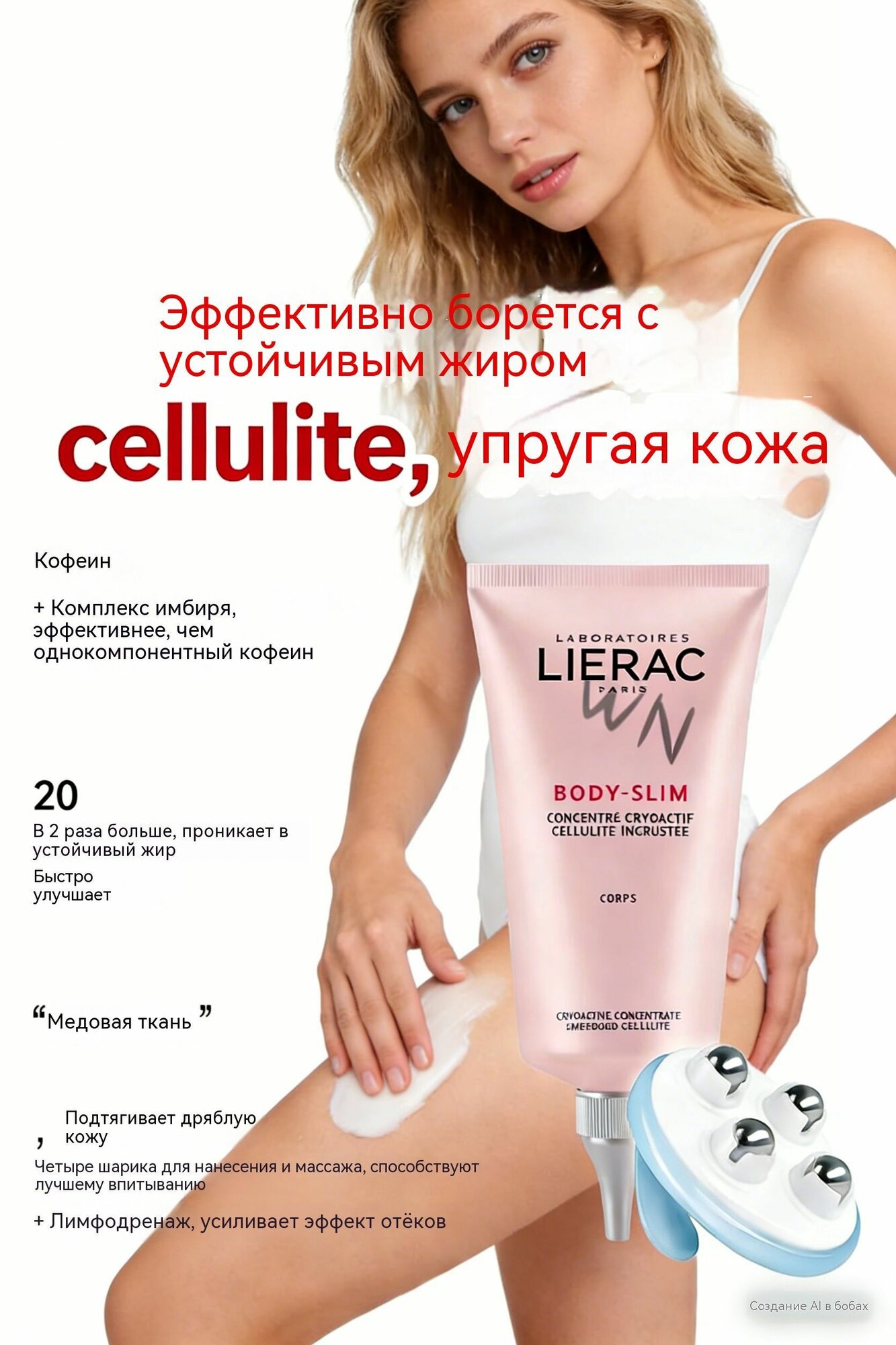 Концентрат от целлюлита Lierac Body-Slim с криоэффектом и массажером, 150 мл