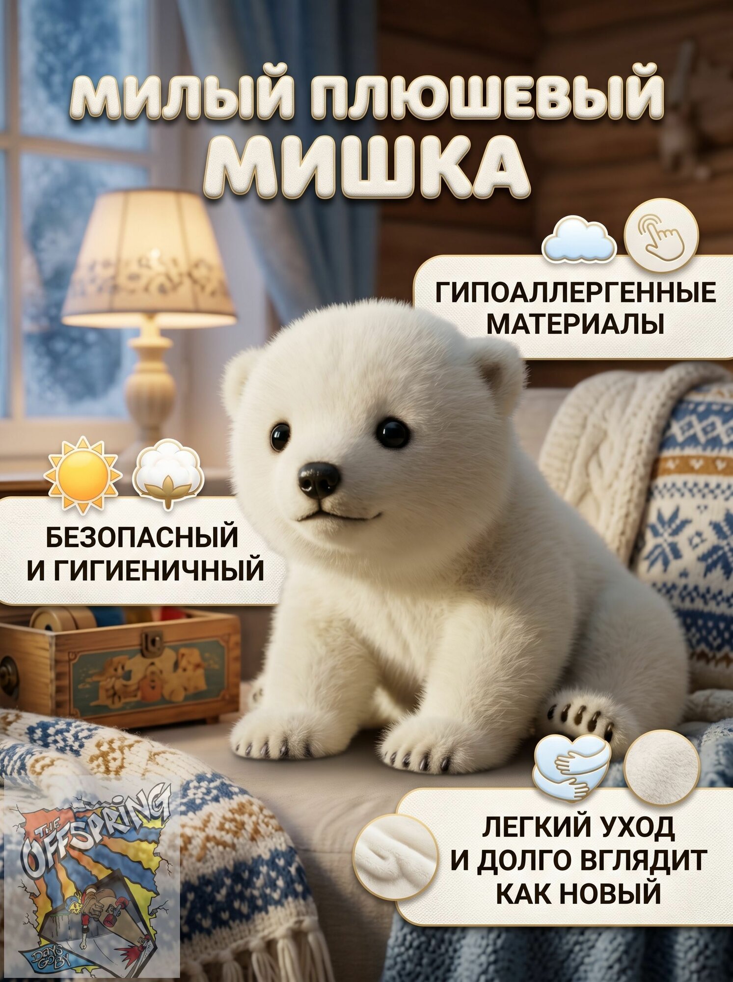Короткая плюшевая целебная плюшевая игрушка "Белый медведь", 20 см