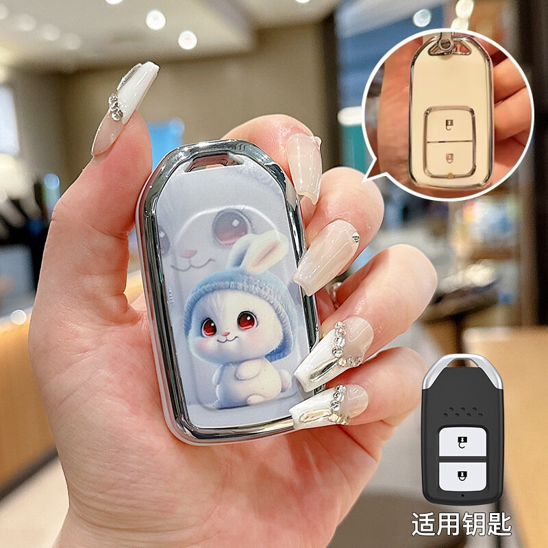 2-клавишный чехол для ключа Honda с дизайном кролика и одиночной оболочкой для Accord Civic CR-V Fit