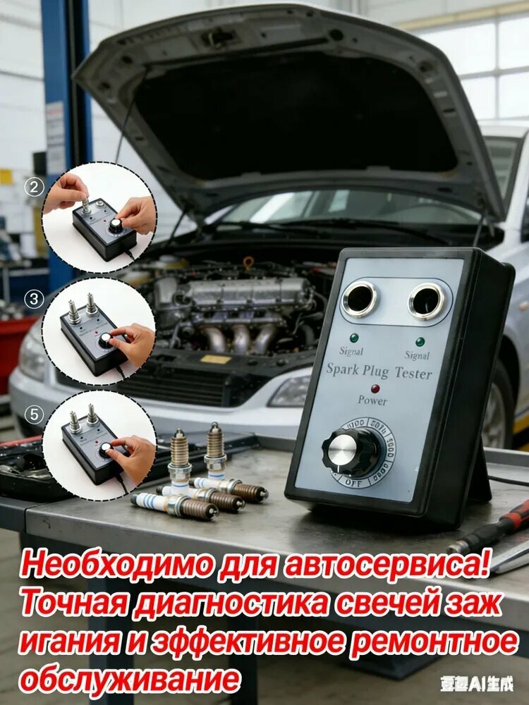 Тестер свечей зажигания. Стенд для проверки свечей зажигания на работоспособность с регулировкой от 500 до 6000 оборотов в минуту.