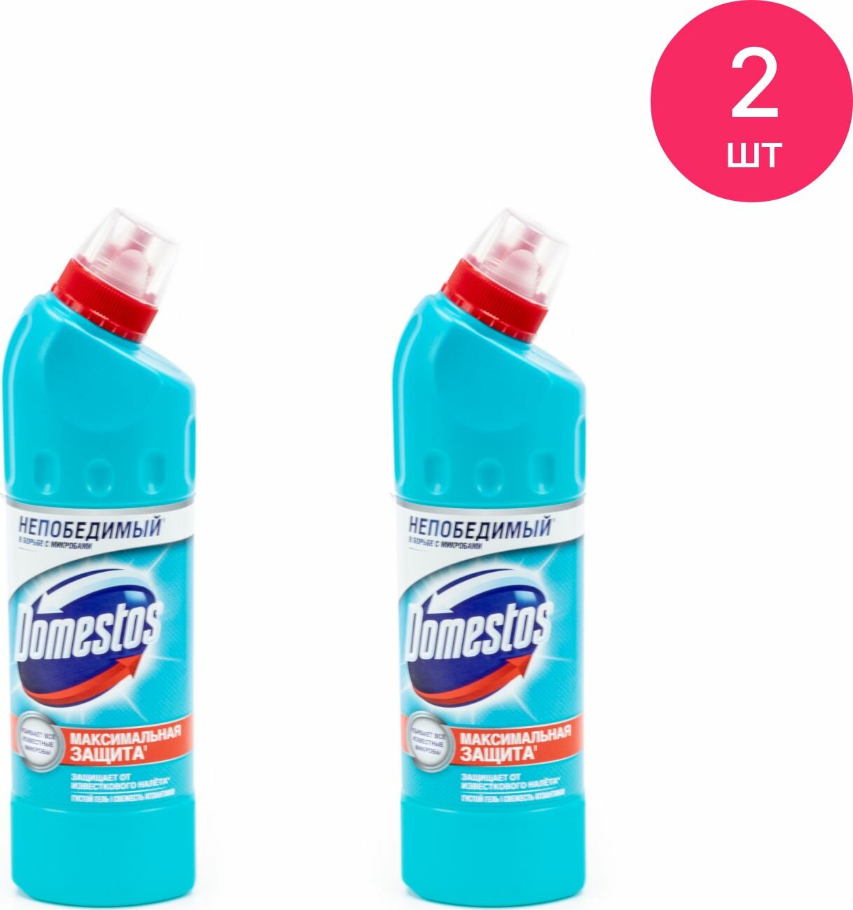 Чистящее средство для туалета Domestos / Доместос Свежесть Атлантики гель для удаления известкового налета и ржавчины 500мл / бытовая химия для дома (комплект из 2 шт)