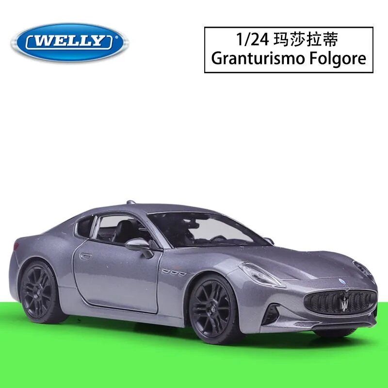 WELLY 1:24 2023 Maserati Granturismo Folgore Alloy Car Model Точное масштабное воспроизведение коллекционной модели автомобиля в подарок