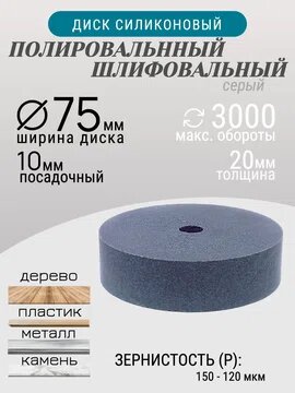 Диск шлифовальный Tornadotool d 75х20х10 мм Серый