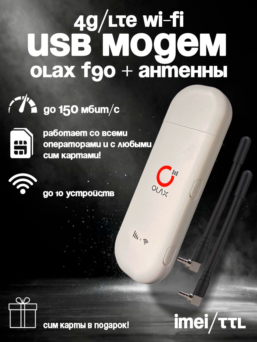 USB модем 4G F90 с раздачей WiFi и антеннами