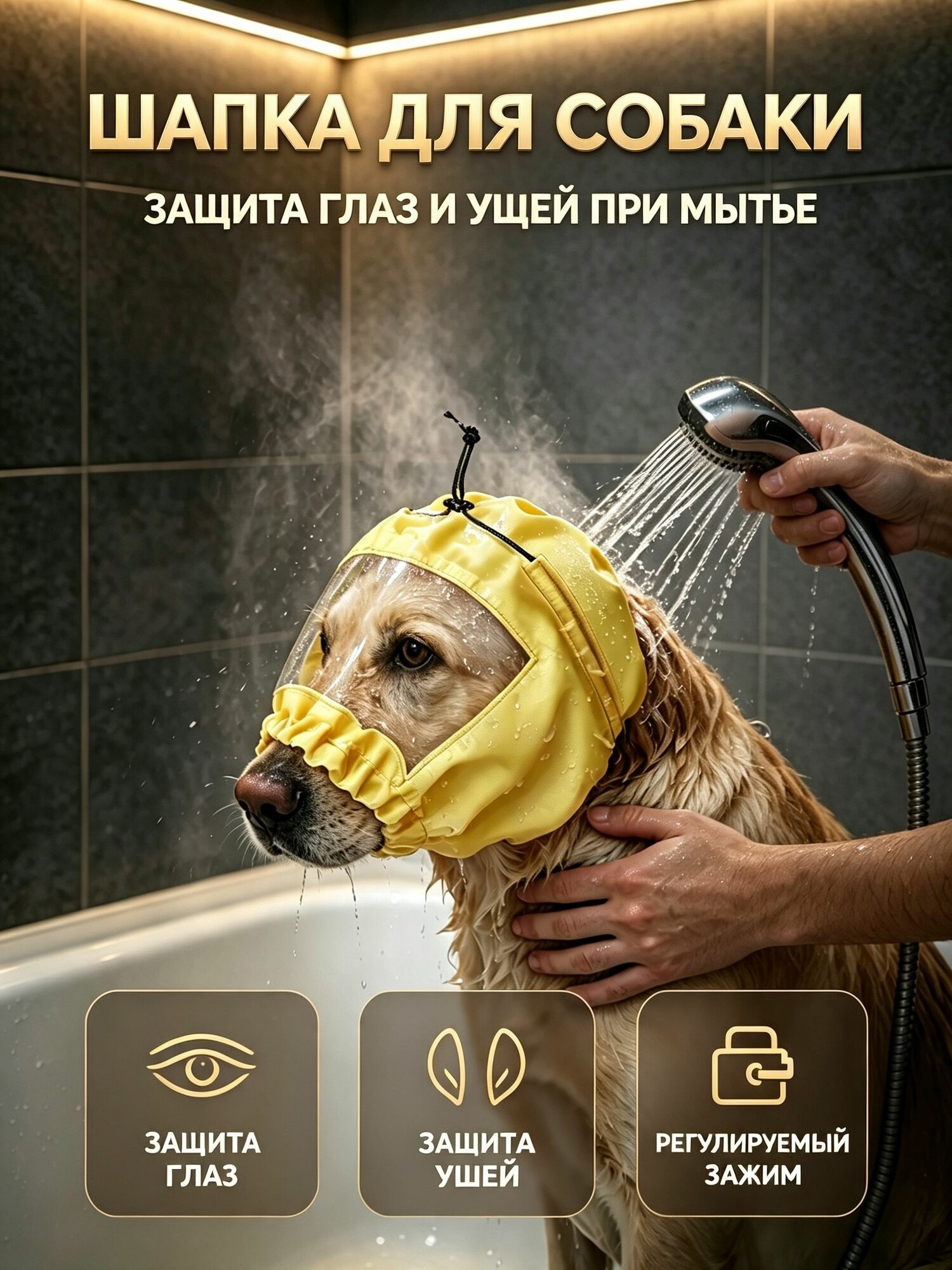Шапка для купания собак с шумоподавлением, антистресс, защита ушей и глаз от воды, прозрачный козырек, для груминга и ванны