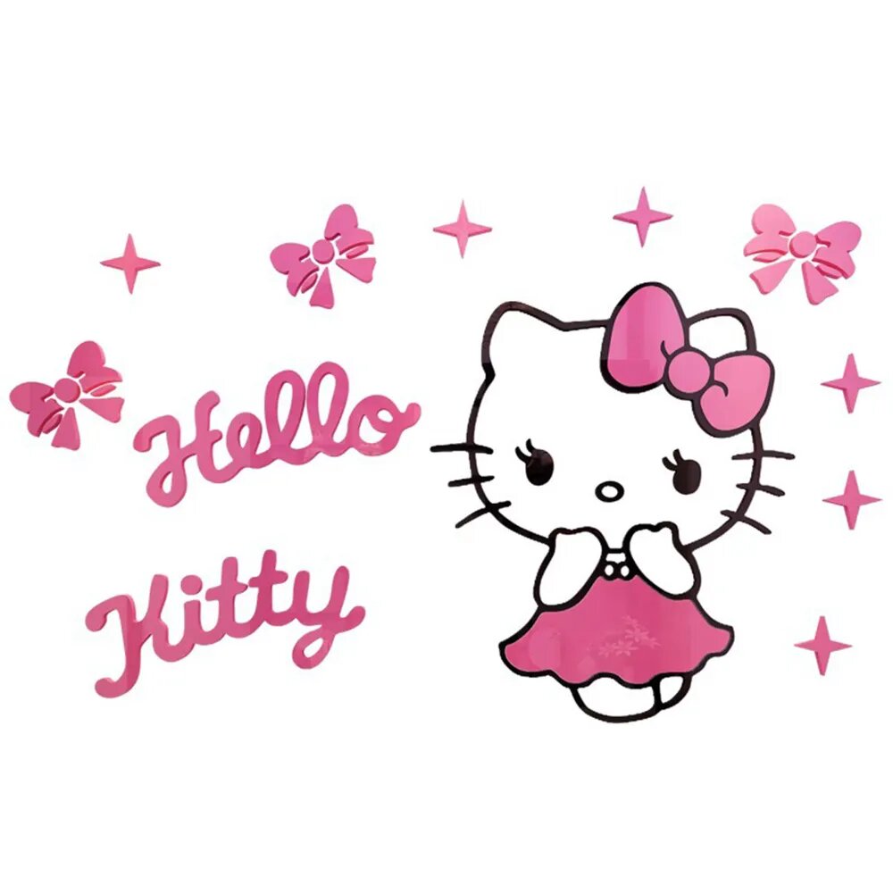Авторизованные Наклейки на стену Sanrio Hello Kitty, 3D акриловые наклейки, эстетичные художественные украшения