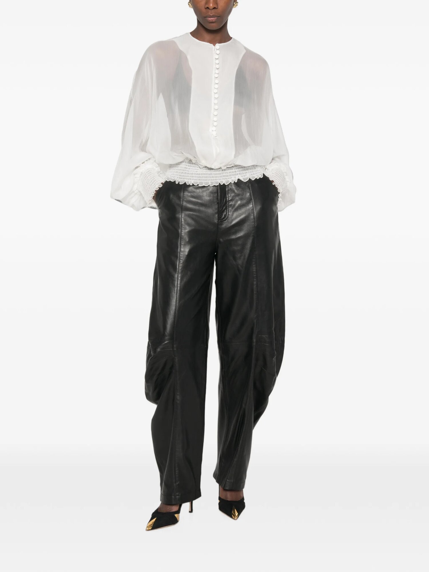 Блуза Smocked-waist silk-chiffon blouse