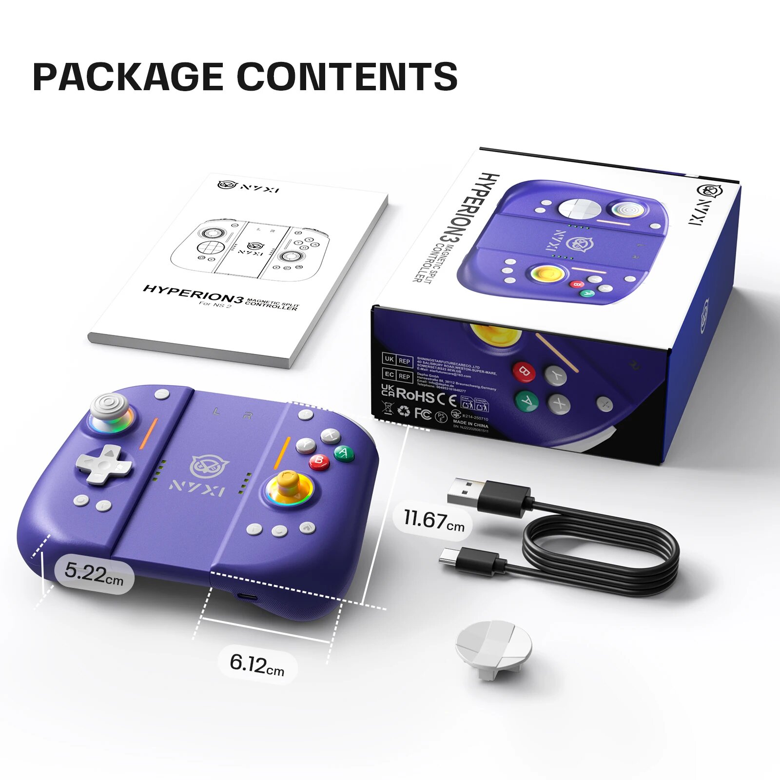 Беспроводной игровой контроллер NYXI Hyperion 3 для Switch 2 Joycon, фиолетовый