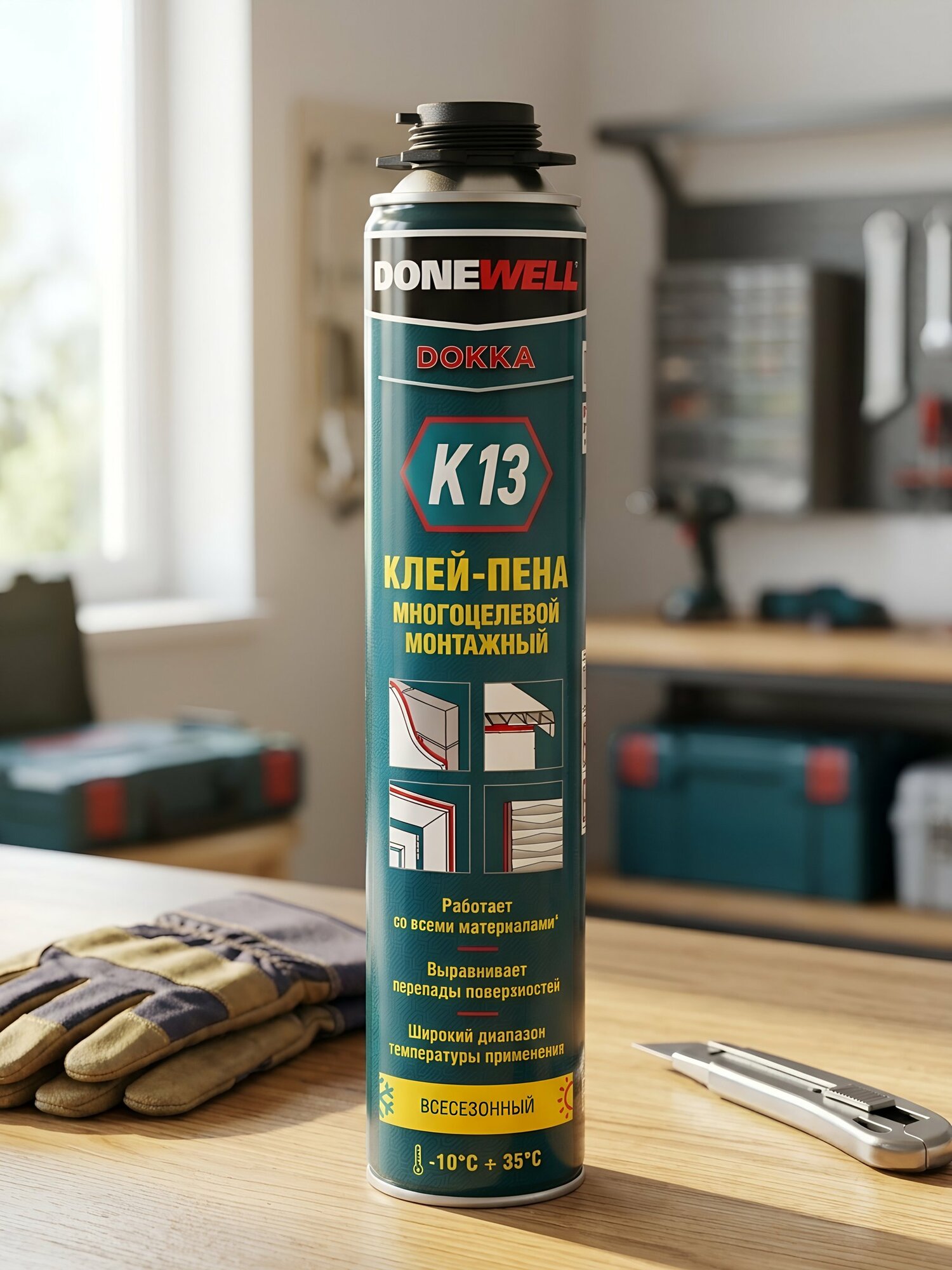 Пена-клей KUDO, DoneWell, профессиональная, 1 л, полиуретановая, DPP10UAU