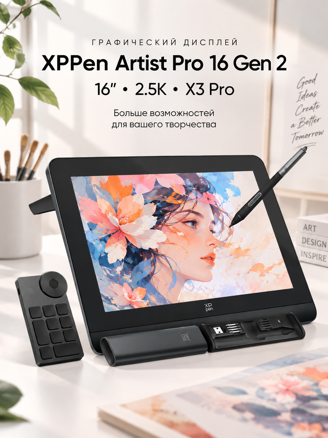 Графический дисплей XPPen Artist Pro 16 Gen 2, 16″, 2.5K, с пером X3 Pro