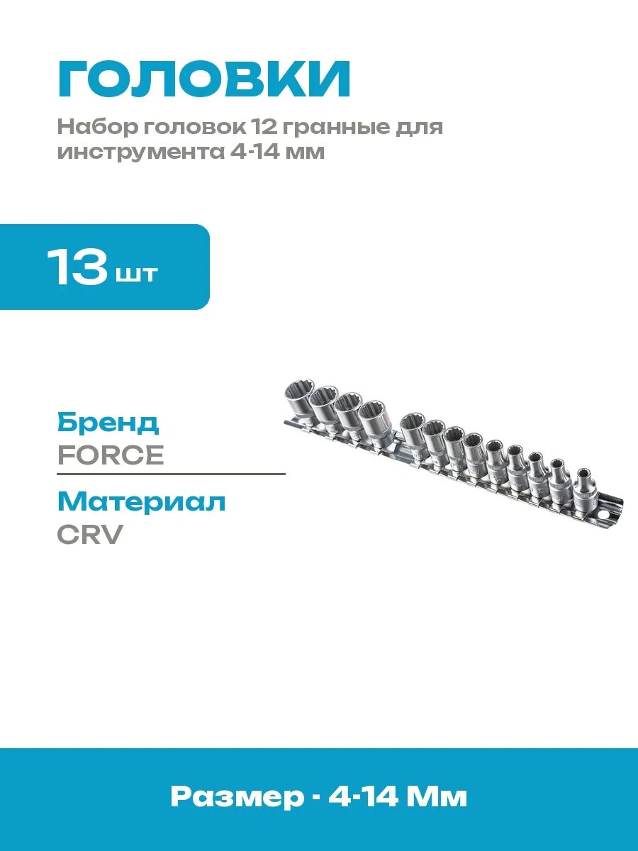 Набор головок 12 гранные метрические 13 предметов CRV набор