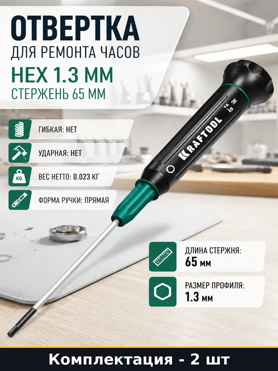 Отвертка HEX 1.3 для электроники двухкомпонентная ручка 2 шт