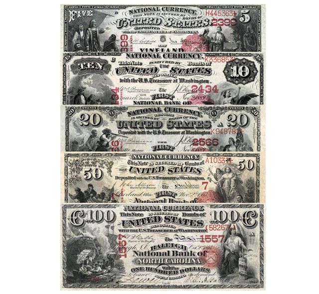 5-100 долларов 1863 США, набор 5 банкнот, сувенирные высокого качества