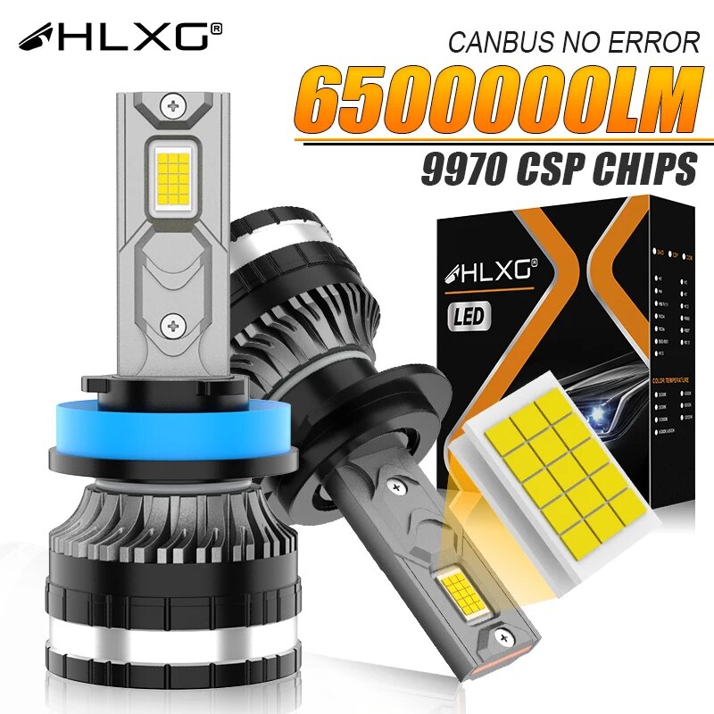 Автомобильные светодиодные лампы HLXG H4 H7 H11 для фар, 6500 Вт, 650000 лм, высокомощные 9006/HB4