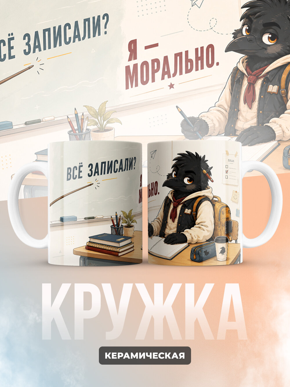 Кружка Подарикс "1 сентября Все записали", керамика, 330 мл