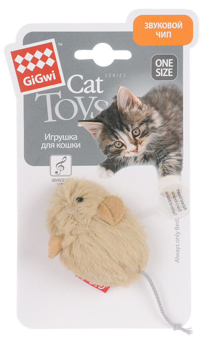 GiGwi Игрушка для кошек Мышка со звуковым чипом (касание-звук)