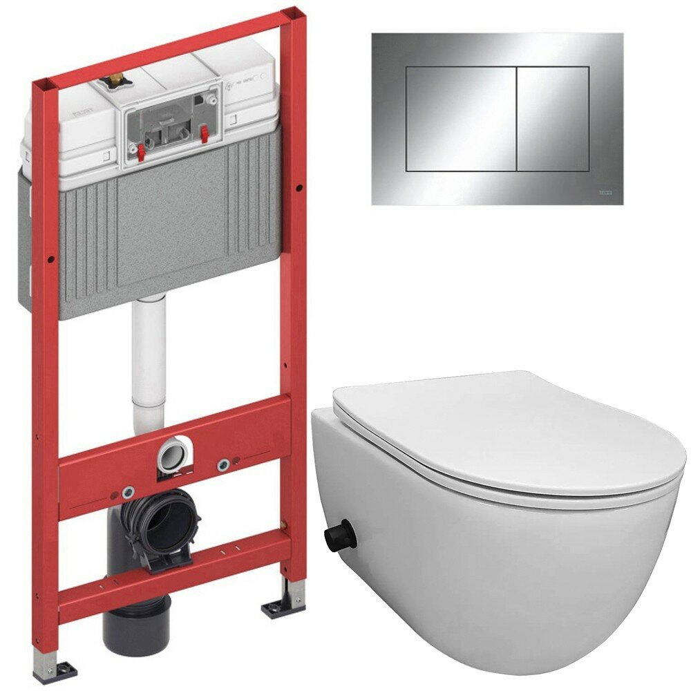 Инсталляция TECE 9400412 + унитаз Bloomix Diva MD1214SB/UF3 bidet black безободковый с функцией биде и смесителем
