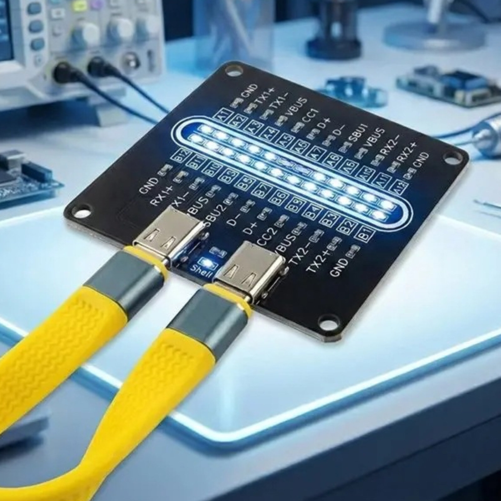 Тестер кабеля Type C с LED индикаторами, модуль проверки USB 3.0, для диагностики передачи данных и зарядки