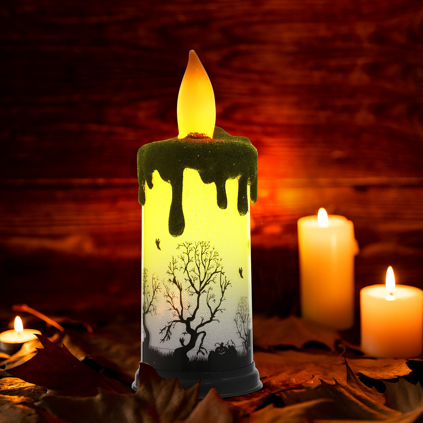 1 шт Ужасающая Атмосфера Свеча Декоративный Halloween LED Свеча Без Батареек 22x8 2x8 2 см