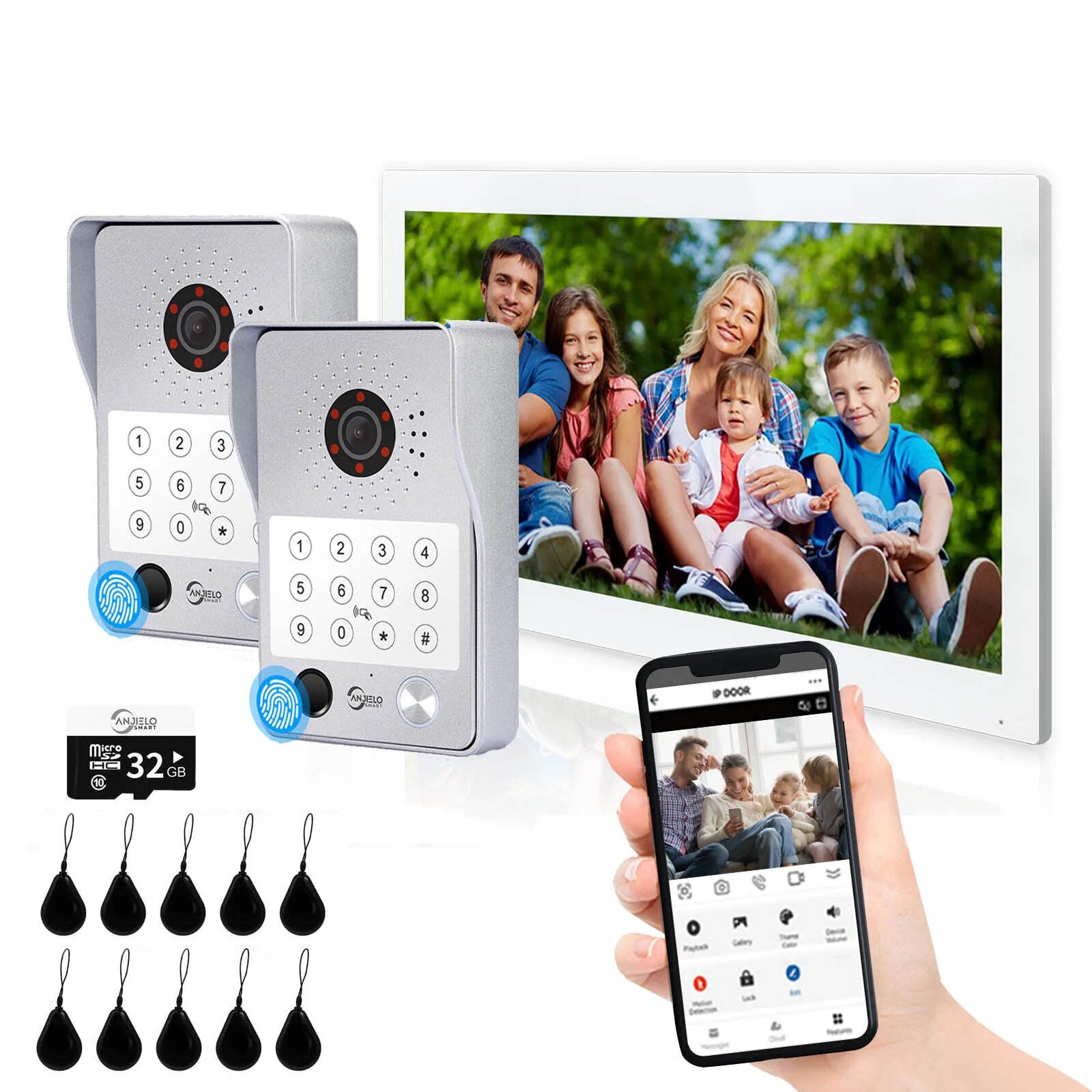 Anjielosmart 5-в-1 Wi-Fi видеодомофон 1080P