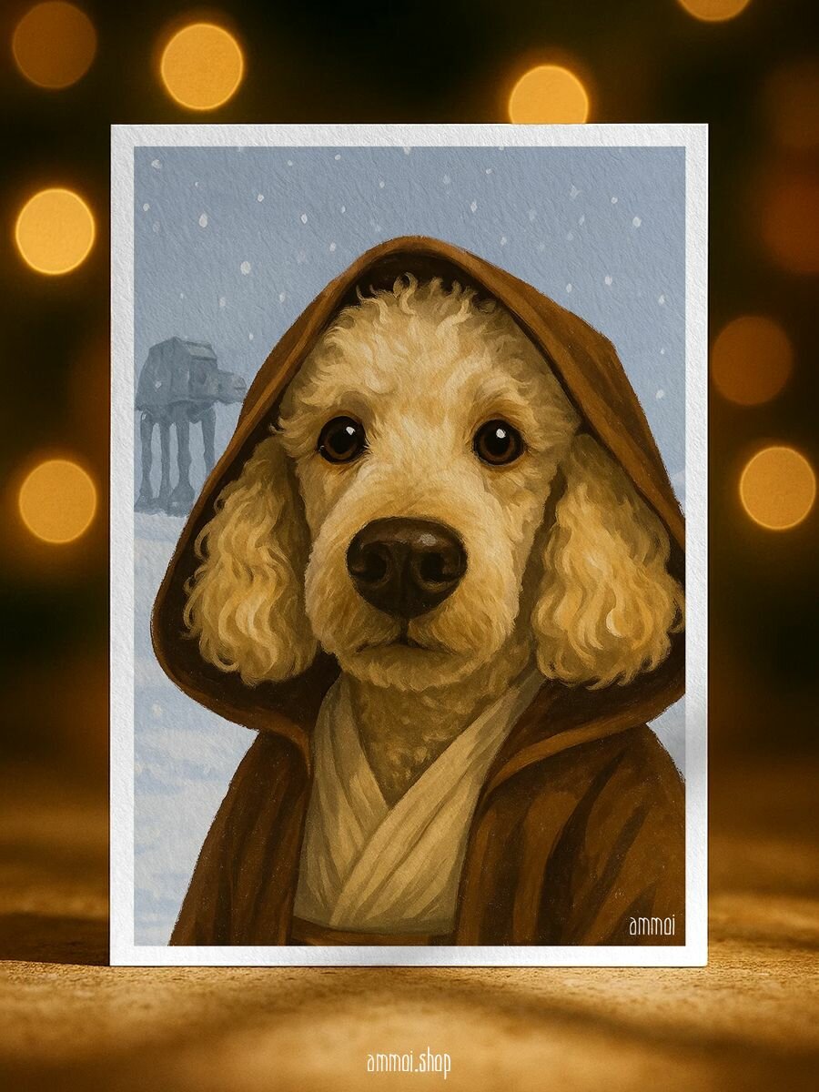 Авторская открытка Am.moi Пудель джедай 14,8 10,5 см (А6) с конвертом, фотобумага 300 г/м