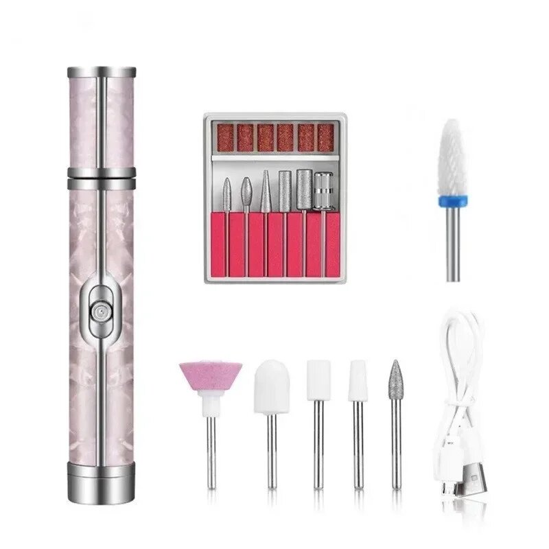 Электрическая дрель для ногтей, 20000 об/мин, шлифовальная машинка для лака для ногтей, шлифовальная перезаряжаемая пилочка для ногтей, аксессуары для ногтей, профессиональный маникюр