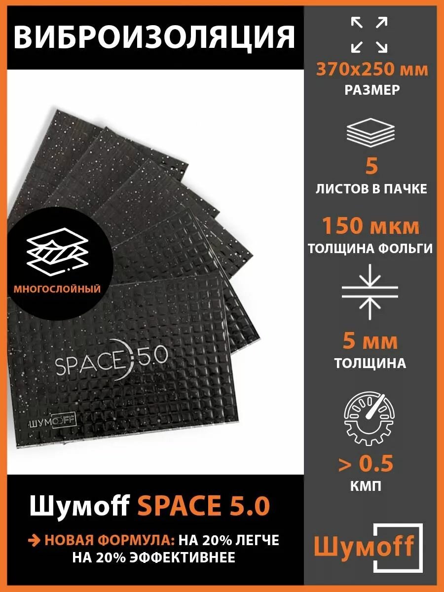 Плеяда Виброизоляция Шумофф SPACE 5.0 (5 листов)