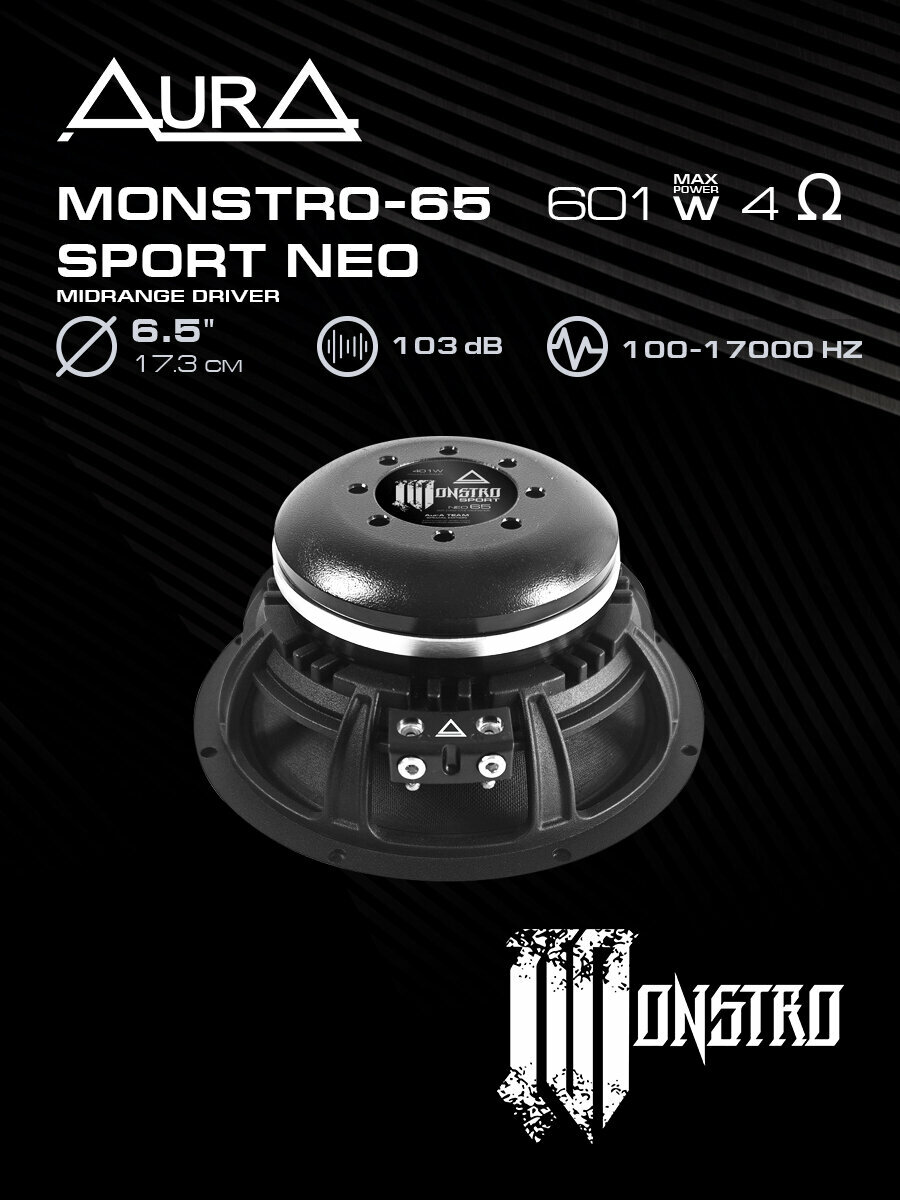 Эстрадная СЧ акустика AurA MONSTRO-65 SPORT NEO / 6.5″ (17.3 см), 601 Вт