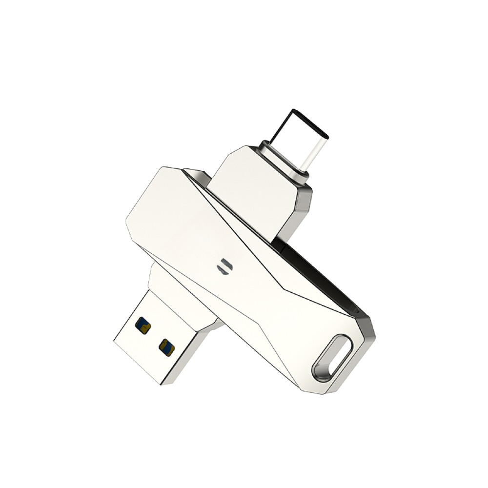 U782C 64GB Type-C + USB Двойной интерфейс Флеш-накопитель Plug & Play Расширение памяти для телефона Серебристый USB-диск