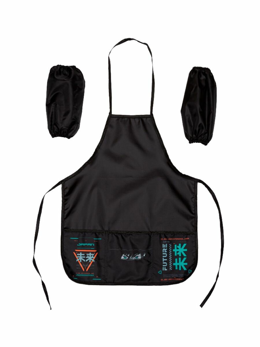 Фартук детский школьный художественный для рисования Future, 45x54 см (M), с нарукавниками, 3 кармана, водоотталкивающая ткань