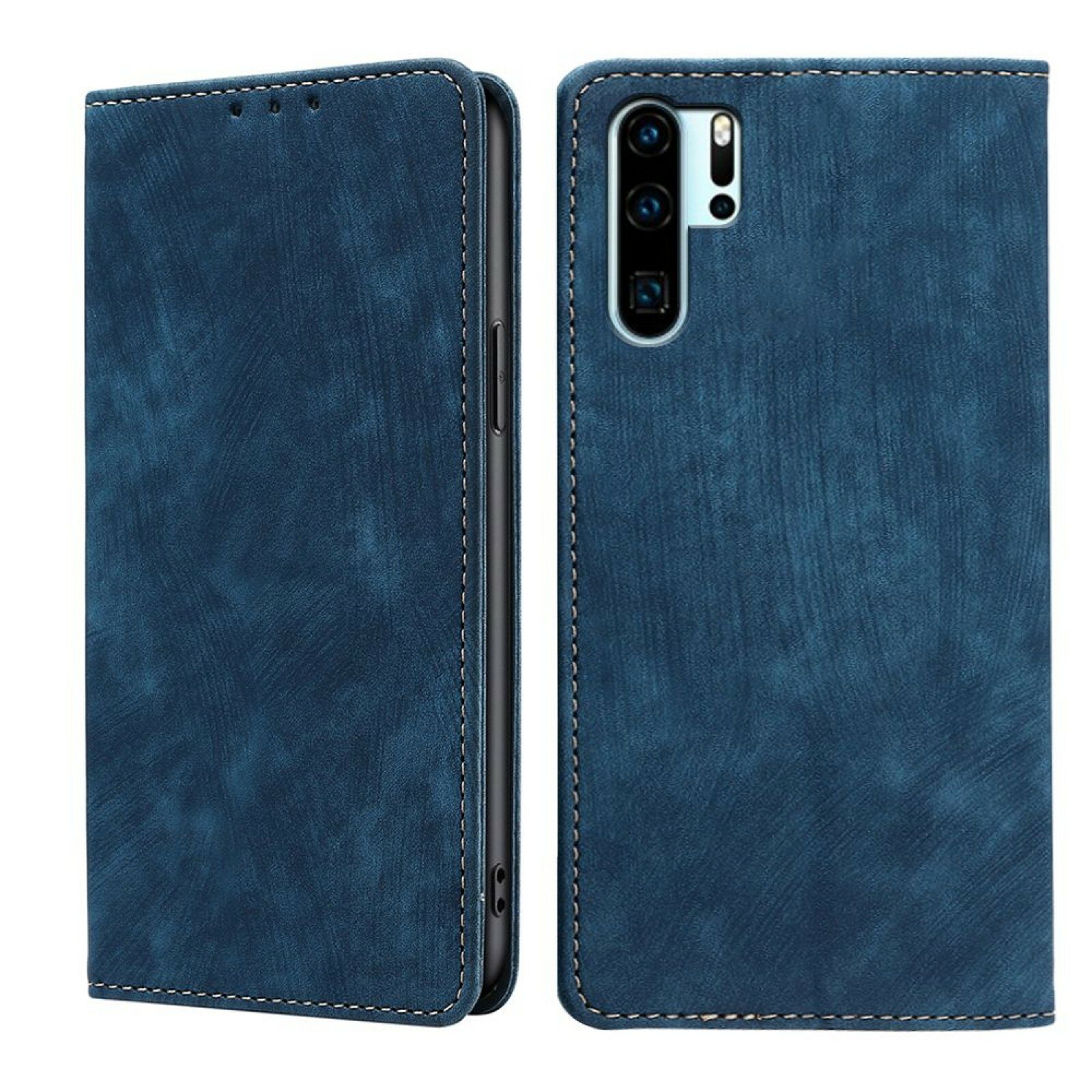 Чехол-книжка MyPads для Huawei P30 Pro с мягким покрытием и защитой, синий