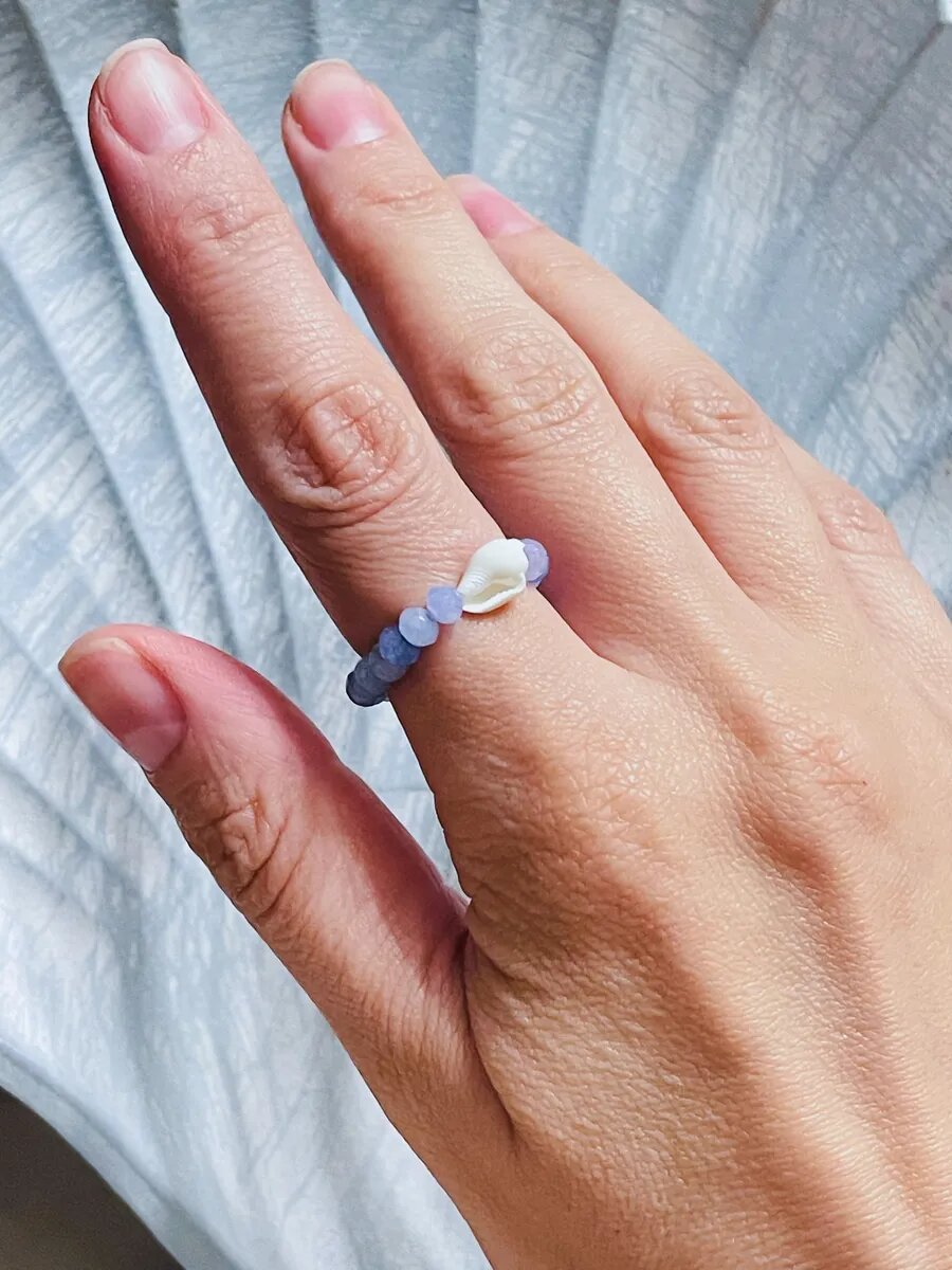 Кольцо, ракушка, агат