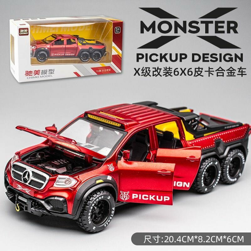 Модель Автомобиля Mercedes-Benz X-Class 6x6 Пикап 1:28, Светозвуковые Эффекты, Инерционный Привод, Коллекционная Игрушка