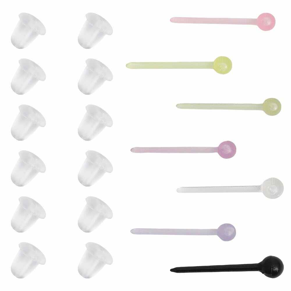 350 шт, 7 цветов, пластиковые серьги-гвоздики с маленькими шариками и гайками, женские, разноцветные, 14x2,5 мм