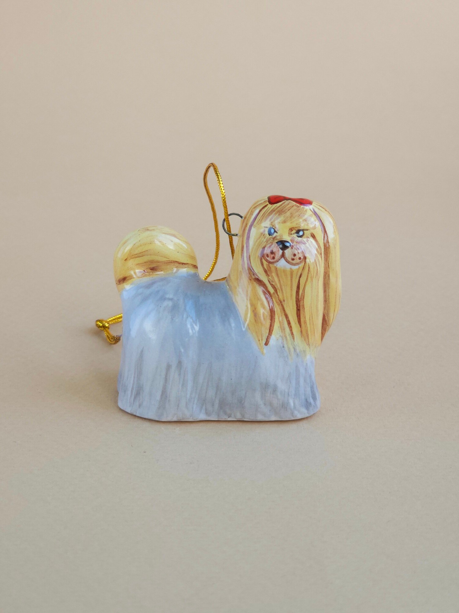 Ёлочная игрушка "Йоркширский терьер". Ярославская майолика. Керамика ручной работы. Сделано в России.