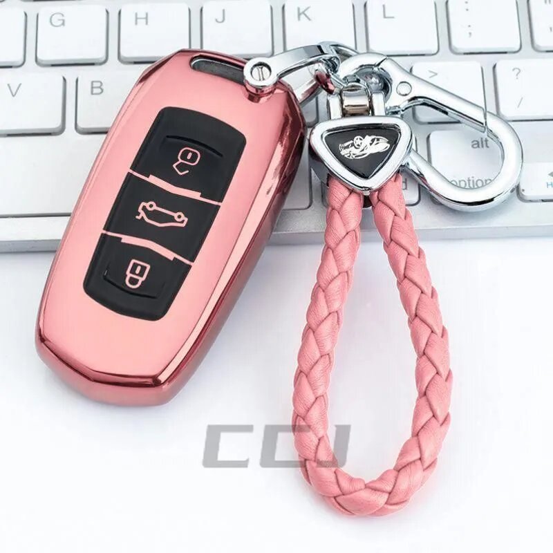 Брелок для ключей Jaguar розовый, ТПУ, простой стиль, для Джили, виниловый, три поколения