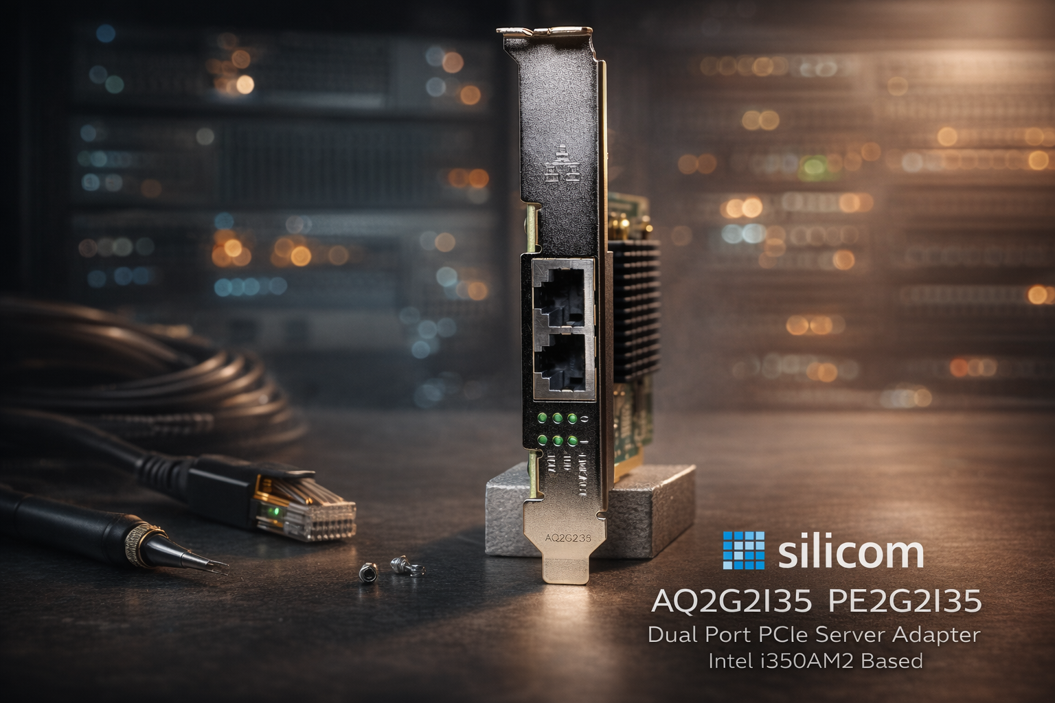Сетевая карта Silicom AQ2G2I35 (PE2G2I35) Dual Port PCIe Server Adapter Intel i350AM2 Based (аналог Intel I350-T2)