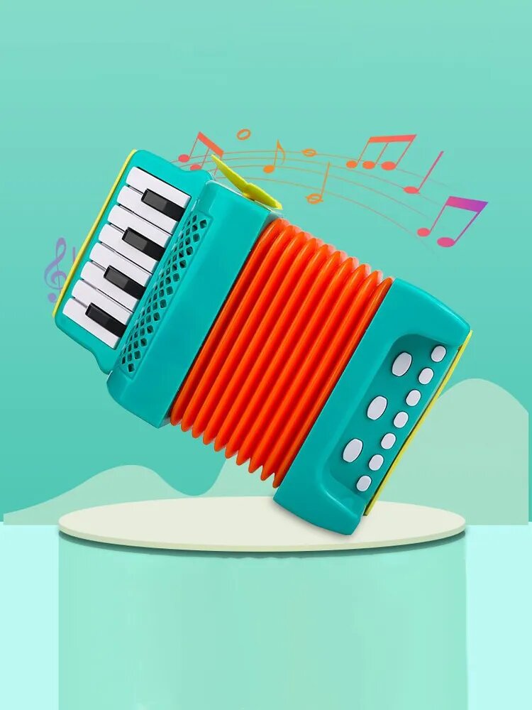 Детский аккордеон 10-клавишный, 8-басовый, из высококачественного АБС-пластика, зеленый цвет
