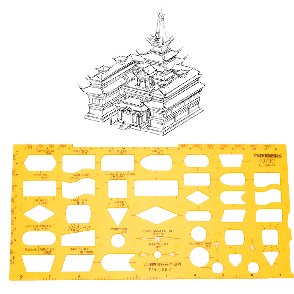 Шаблон Для Черчения: Пластиковый И Прочный С Геометрическими Фигурами - Многофункциональный Инструмент Для Точных Измерений Чертежный Шаблон For Архитекторов, Инженеров И Студентов