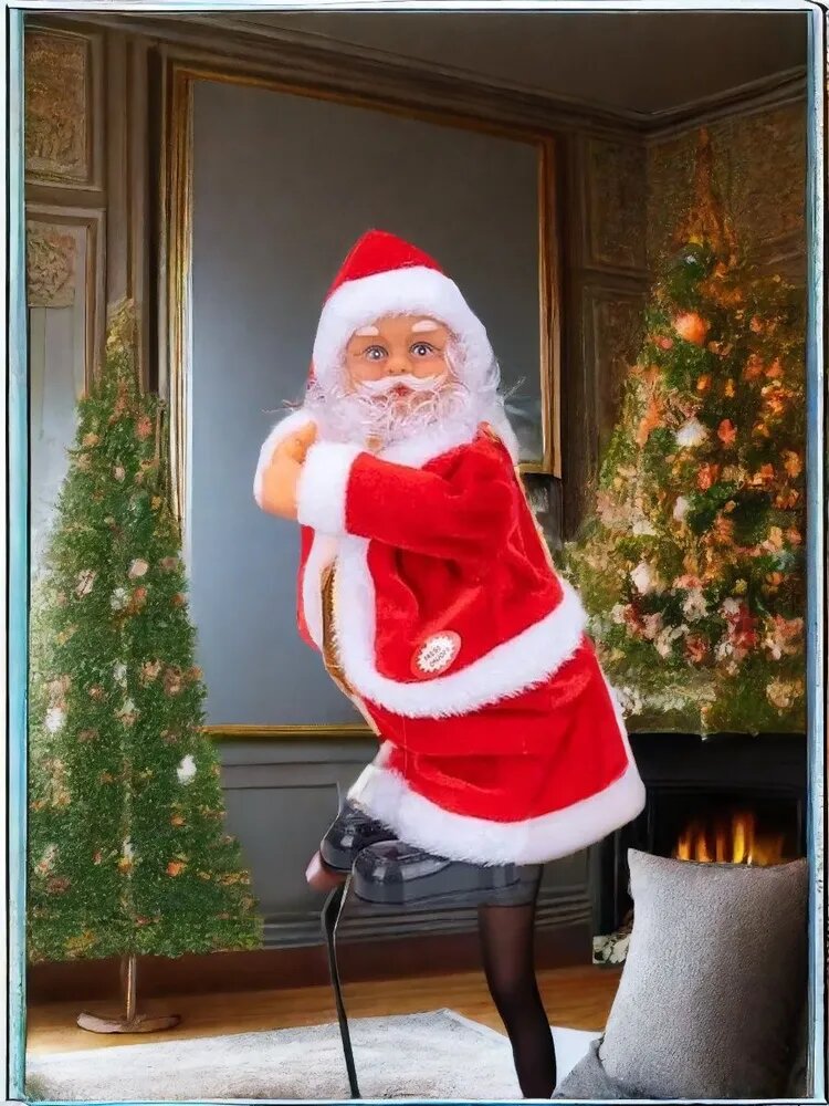 Игрушка под елку, танцующий Дед Мороз, высота 26.5 см, длина 11.5 см