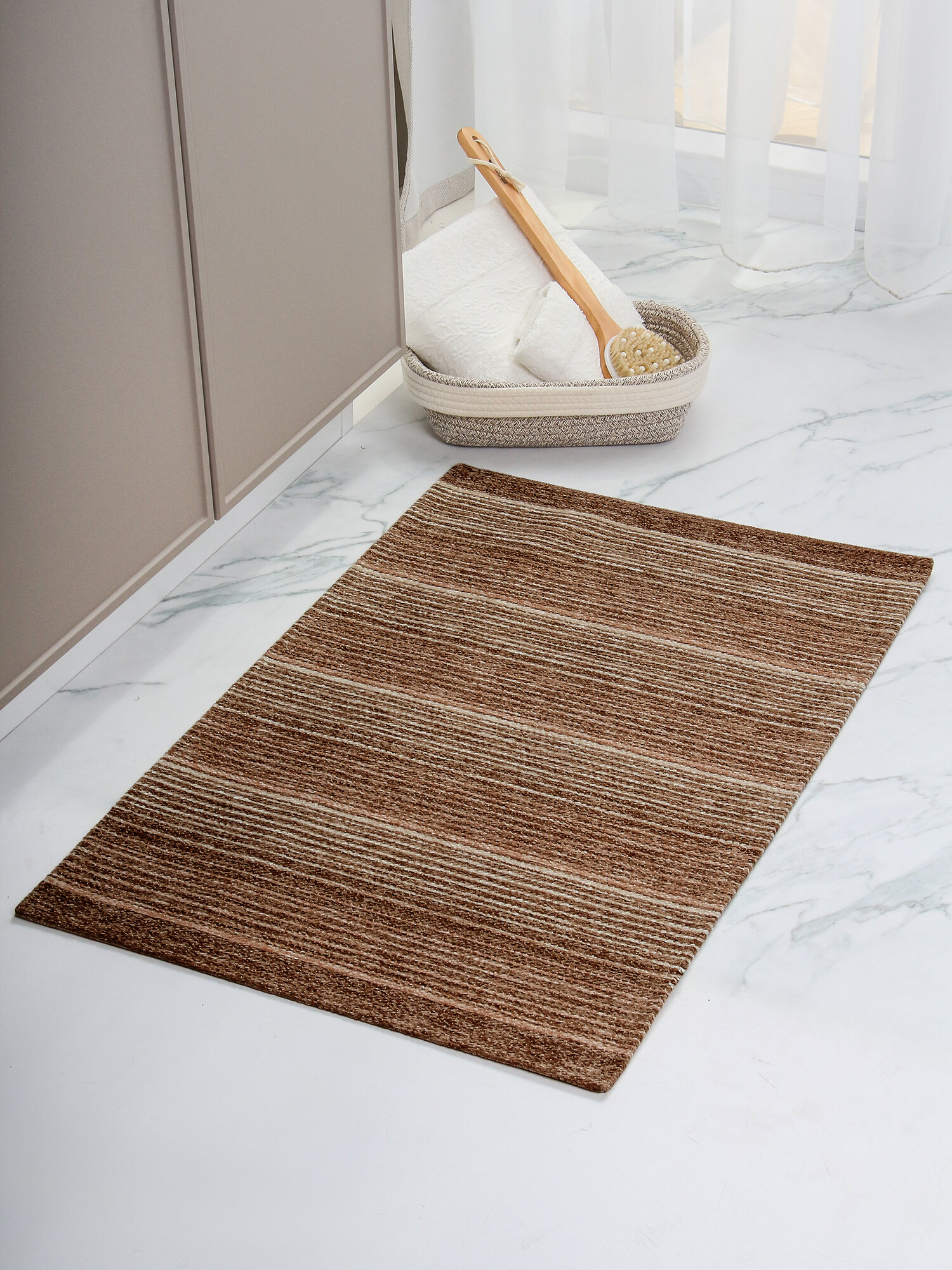 Ковер интерьерный Лаос 0.55х0.85 м, коричневый прямоугольный коврик для дома, прихожей и ванной, Египет, 21545