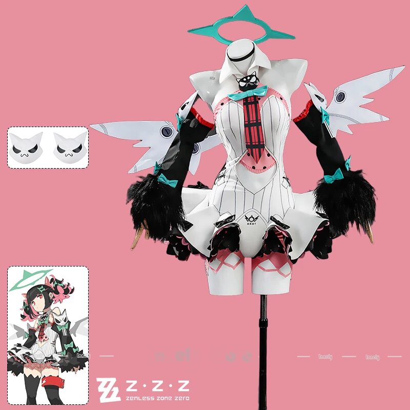 Костюм Nangong Yu Zenless Zone Zero, белый, XL, маска