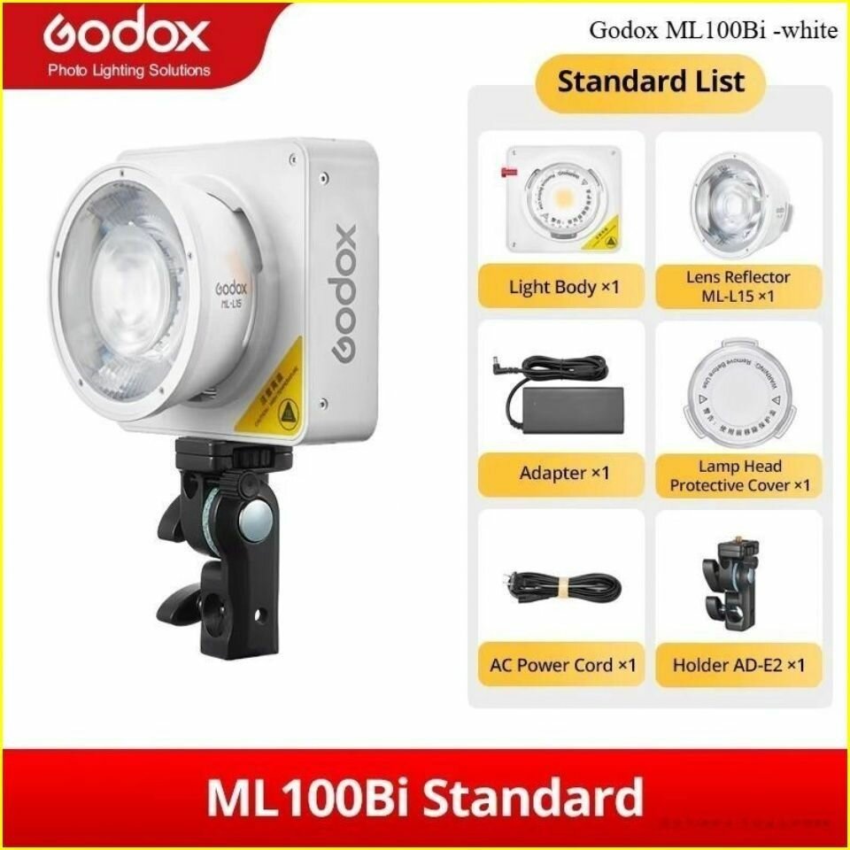 Godox ML100Bi Вспышка Двухцветная портативная светодиодная лампа мощностью 120 Вт на борту и с управлением через приложение для видеозаписи, прямой трансляции