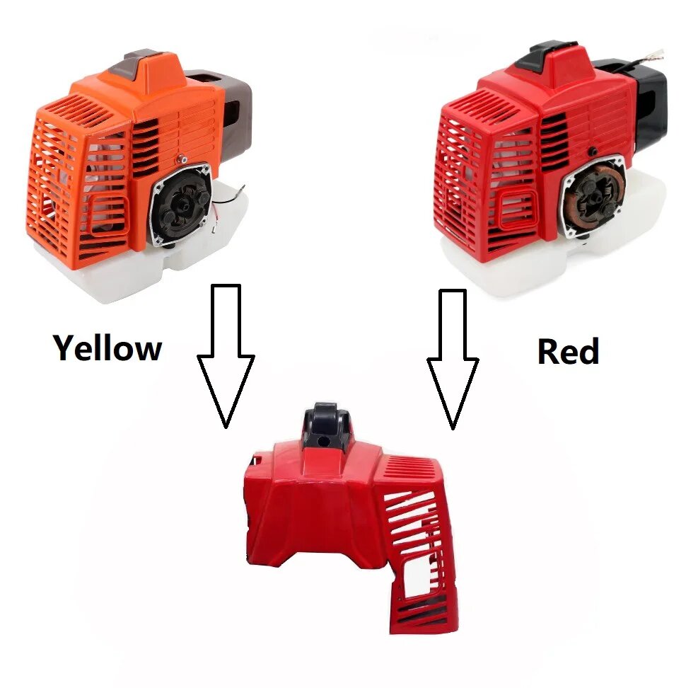 Двигатель двигателя 63cc 1E48F 48F цилиндр пластиковая верхняя крышка корпуса двигателя крышка Huasheng Kasai красный оранжевый цвет 2-тактный воздушный фильтр