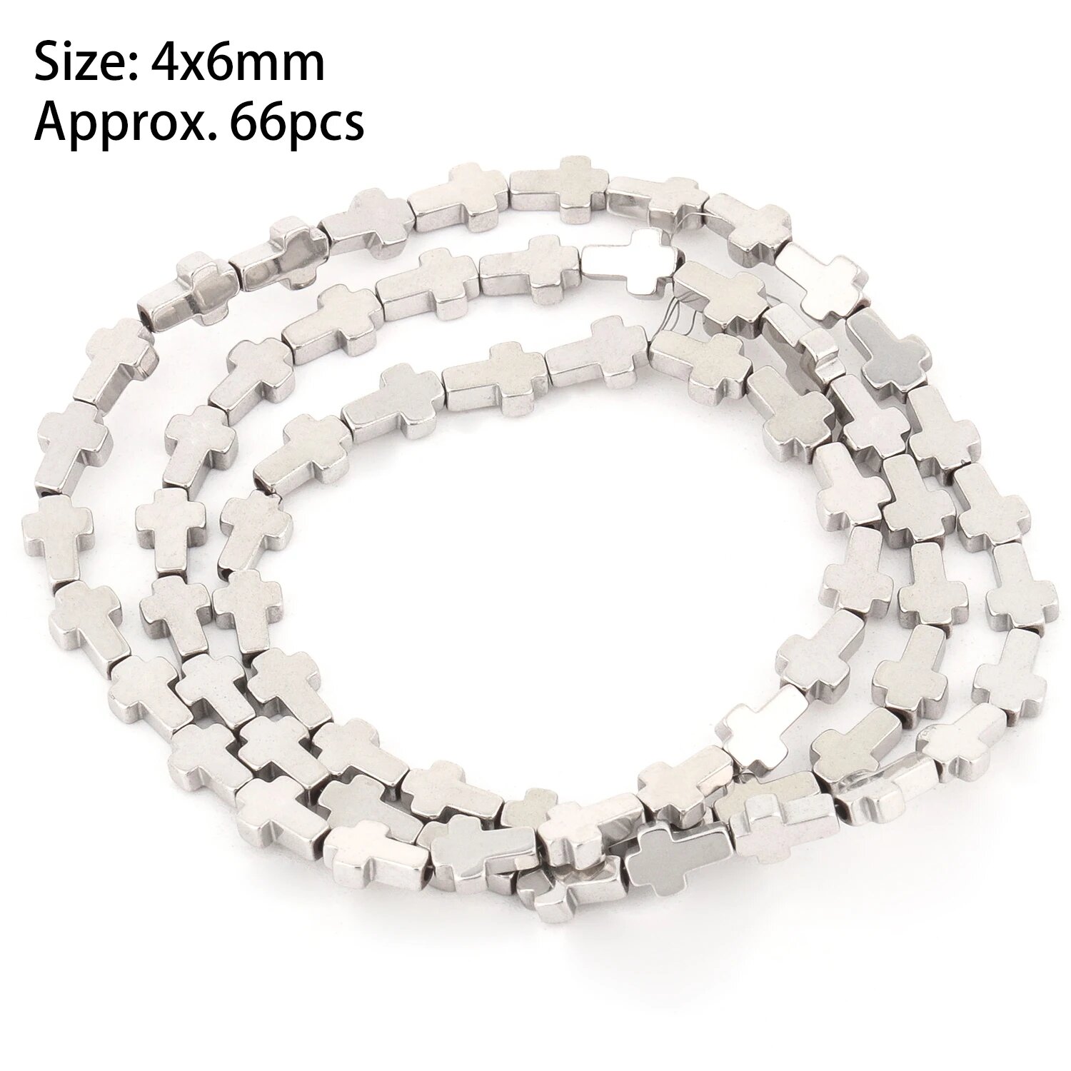 Гематитовые бусины крестики, 4x6 мм, Style 18, 66 шт